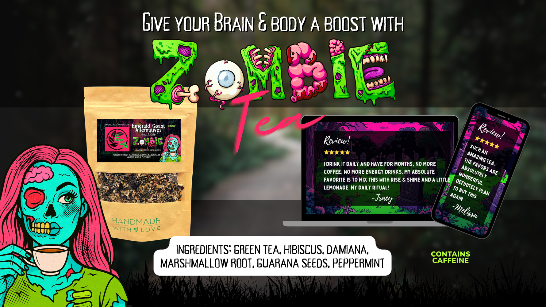 Zombie Tea | Herbal Focus Tea for ADHD, Brain Fog & Energy ...
